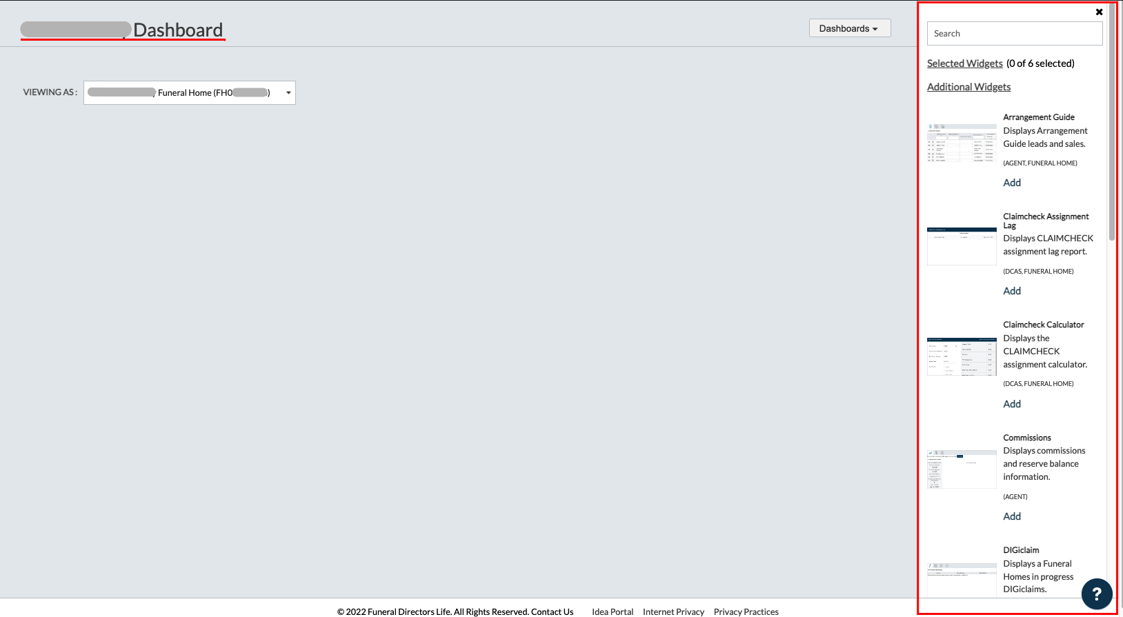 Dashboards & Widgets in Online Access